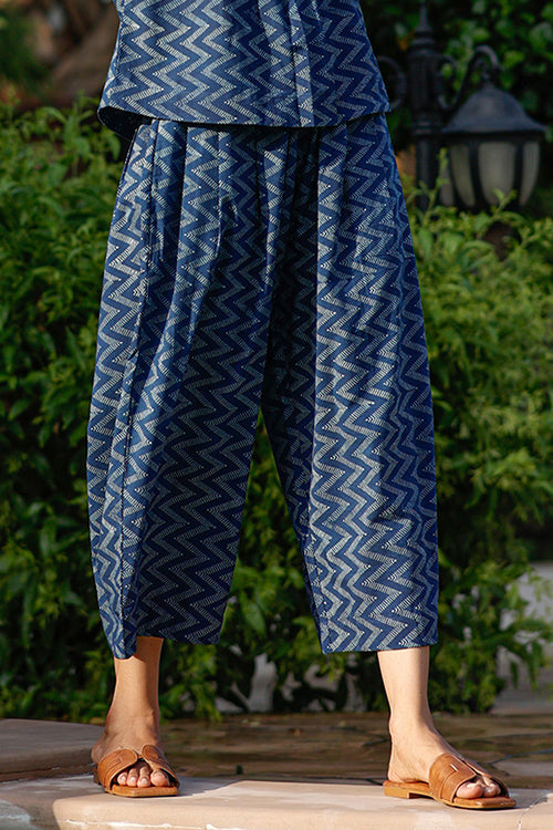 Dharan "Nova Pants" Indigo Block Printed Pants – Okhaistore