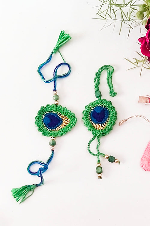 Svatanya "Handcrafted Crochet Mor Pankh Lumba Rakhi – Okhaistore