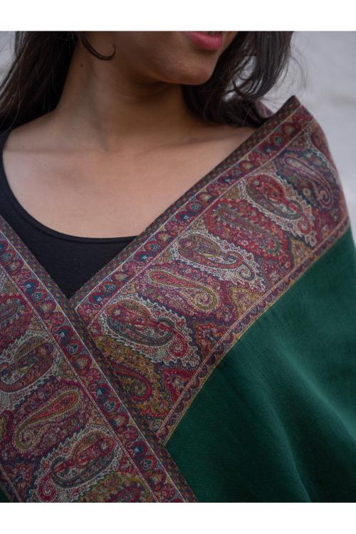 Regal Statement. Exclusive Soft Jamavar Design Kashmiri Shawl - Emeral ...