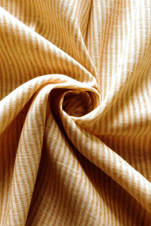 Moralfibre 100% Cotton Handspun Handwoven Mustard & Cream Stripe Fabri ...