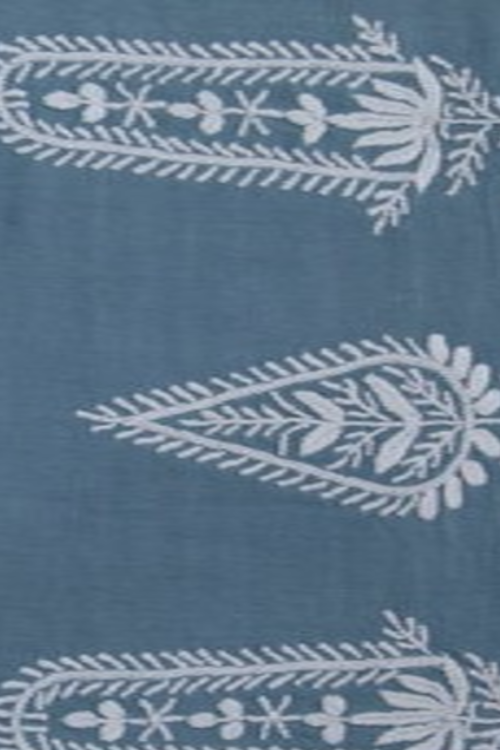Samuday Crafts Blue Table Runner With Chikankari Embroidery – Okhaistore